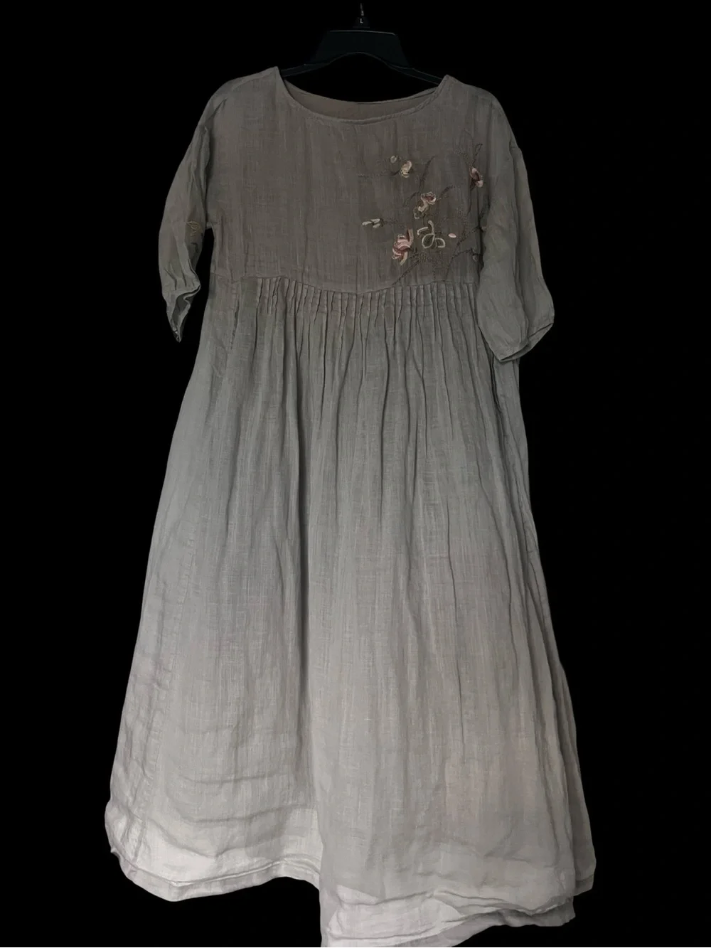Morimiss | Dresses | Morimiss Loose Linen Midi Dress Graypurple With ...
